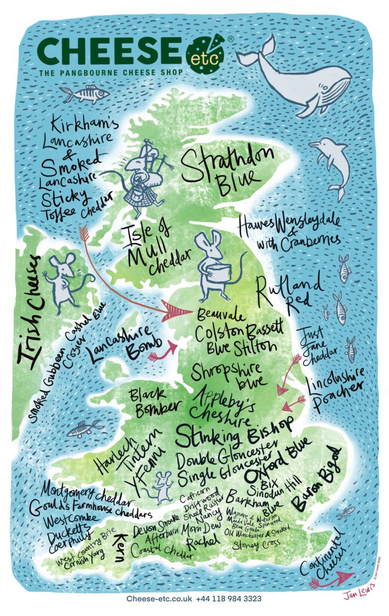 Cheese Map Teatowel - Cheese Etc. The Pangbourne Cheese Shop Reading